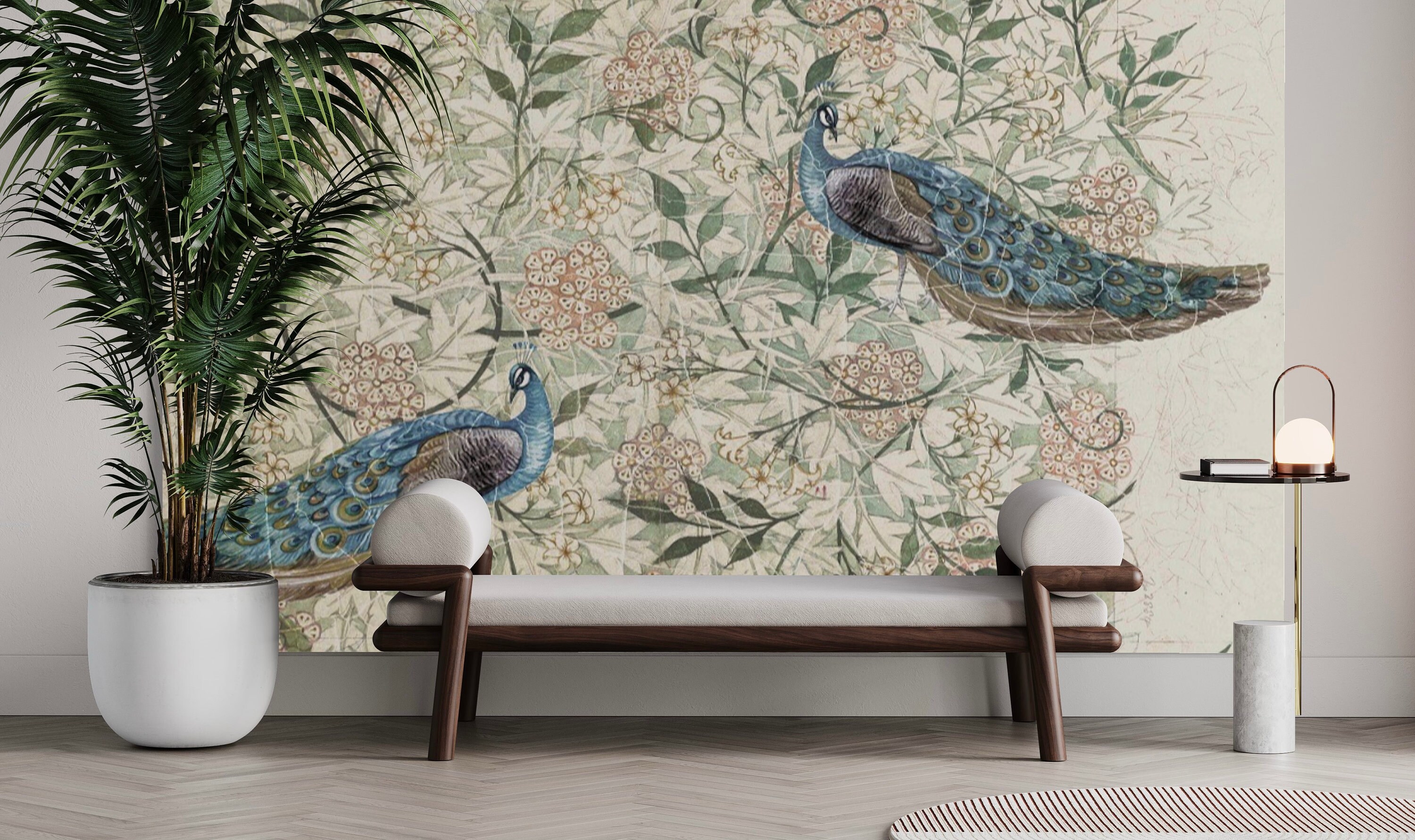 Vintage Peacocks Wallpaper, Birds Wallpaper, Peel and Stick Removable ...