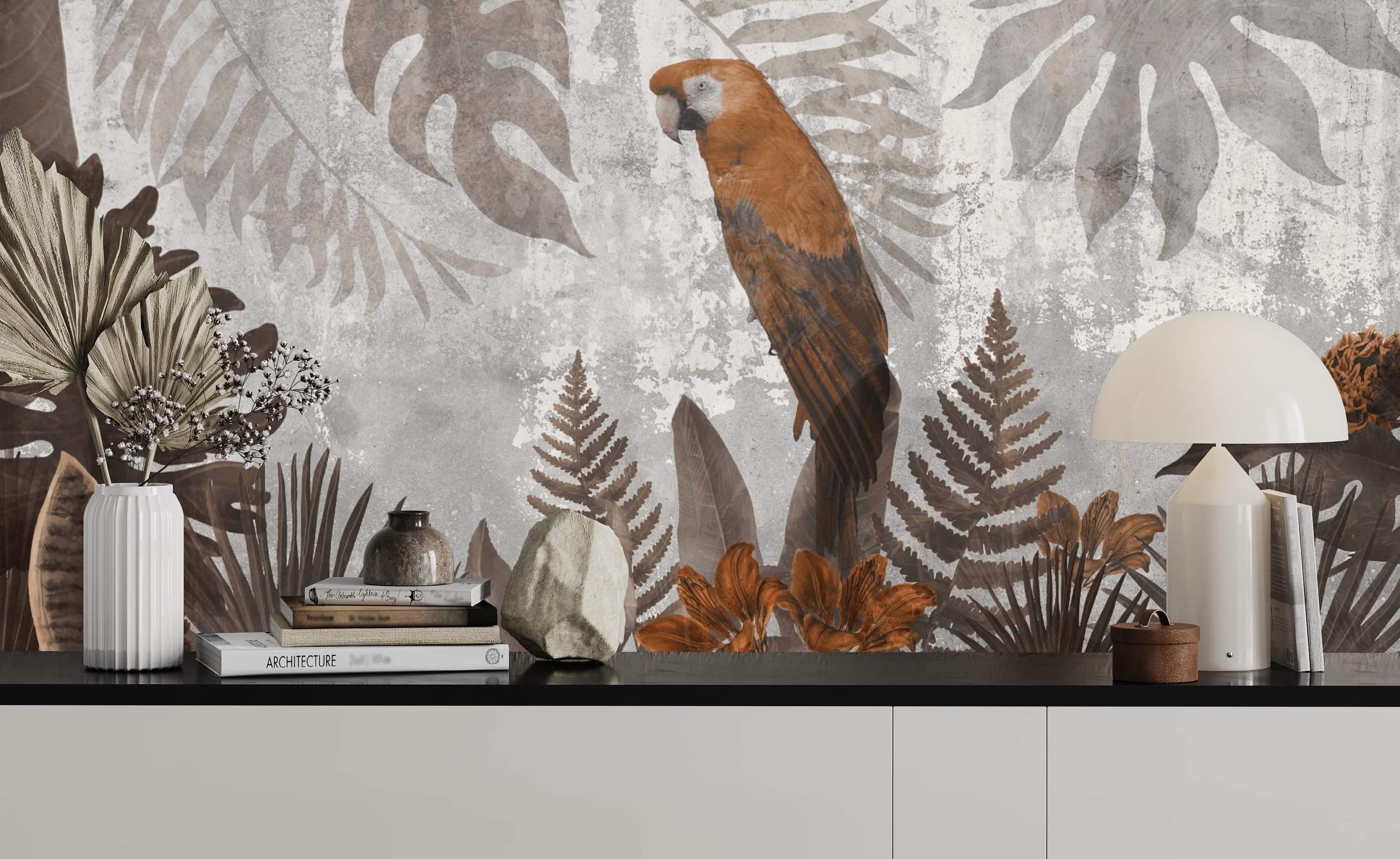 Vintage Parrot in the Jungle Wallpaper, Peel and Stick Removable Paper ...