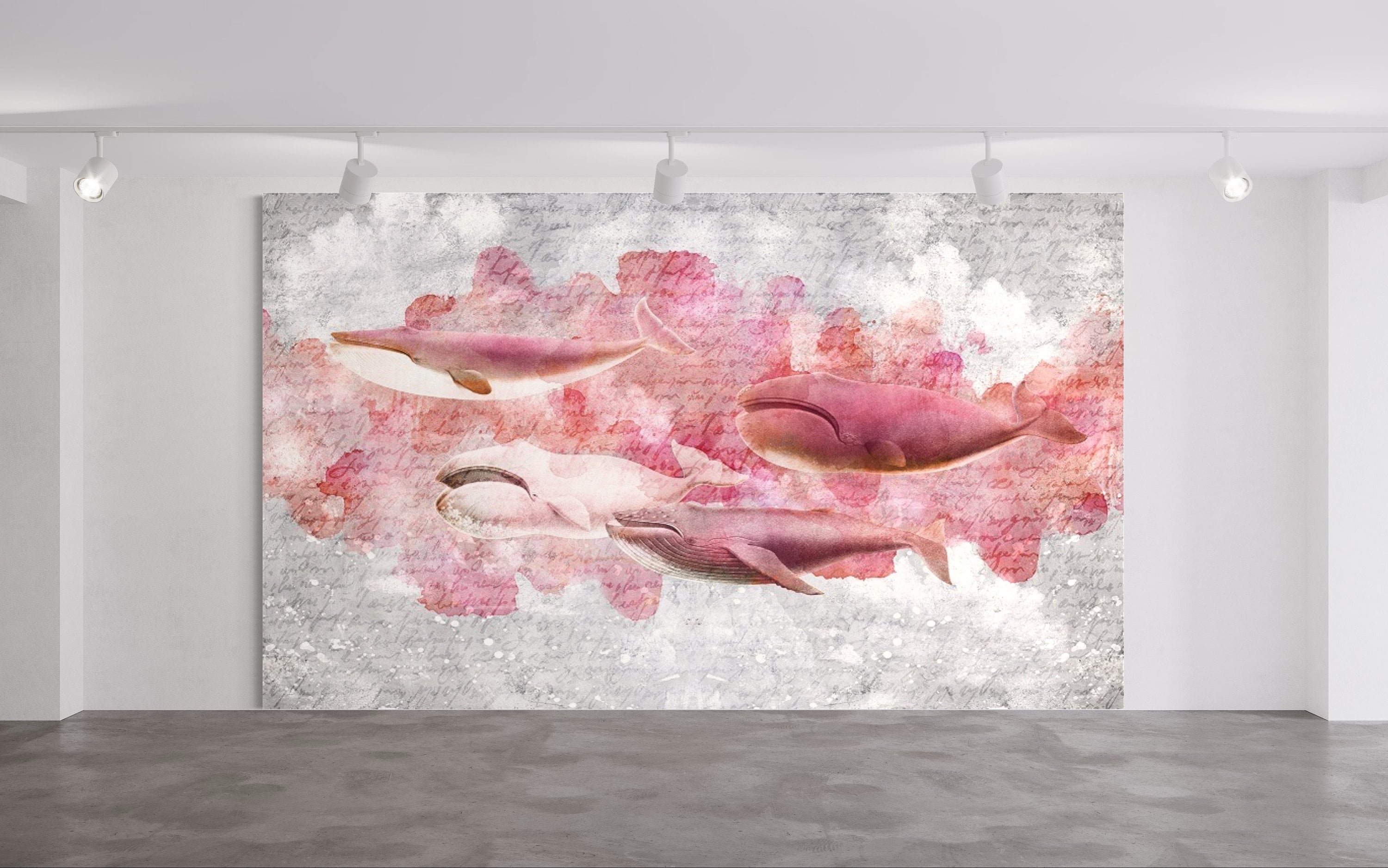 Red Whales Wallpaper, Fish Wallpaper, Red Version, Peel and Stick ...