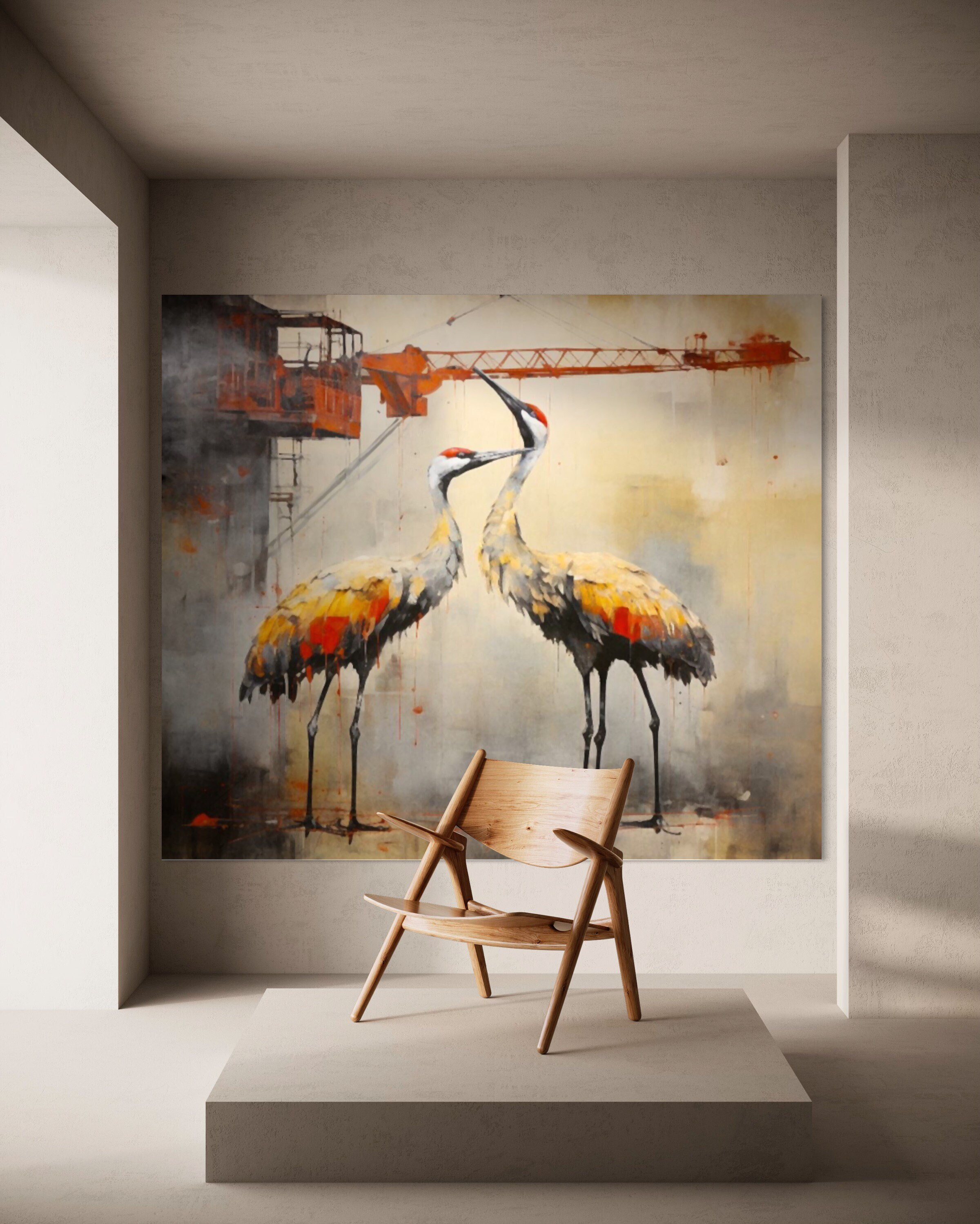 Self Adhesive Big Cranes Wallpaper, Removable Peel and Stick Paper or ...