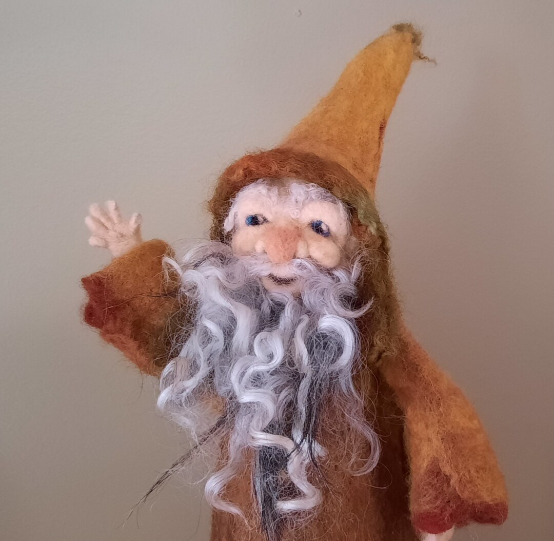 Needle Felted Wool Wizard in Ombre Cloak. Handmade Fiber Art, Bottle or ...