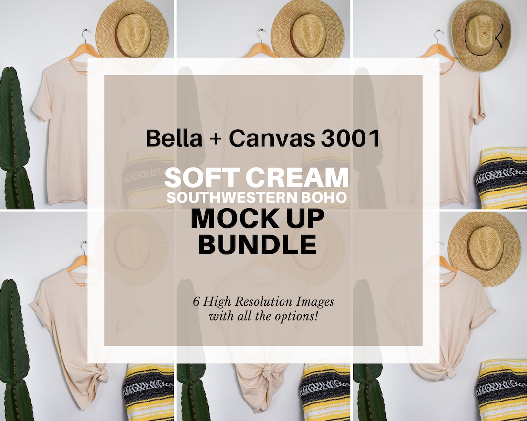 Mockup Bundle || Bella Canvas 3001 Soft Cream Mockup | Tshirt Mockups ...