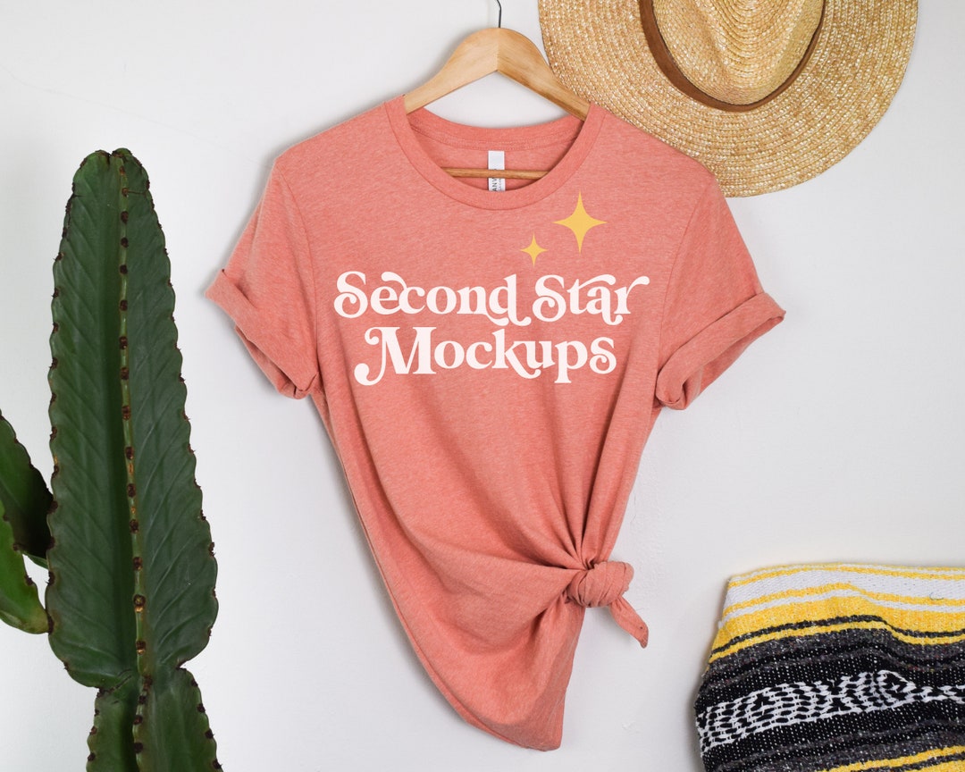 Bella + Canvas 3001CVC Heather Sunset Womens Lifestyle T-shirt Mockup ...