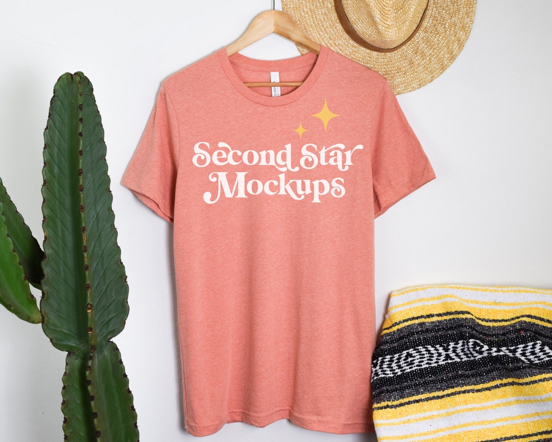 Bella + Canvas 3001CVC Heather Sunset Womens Lifestyle T-shirt Mockup ...