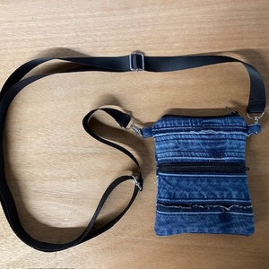 Small, Crossbody Bag Made From Blue Denim, Lined With Blue Satin, 2 ...