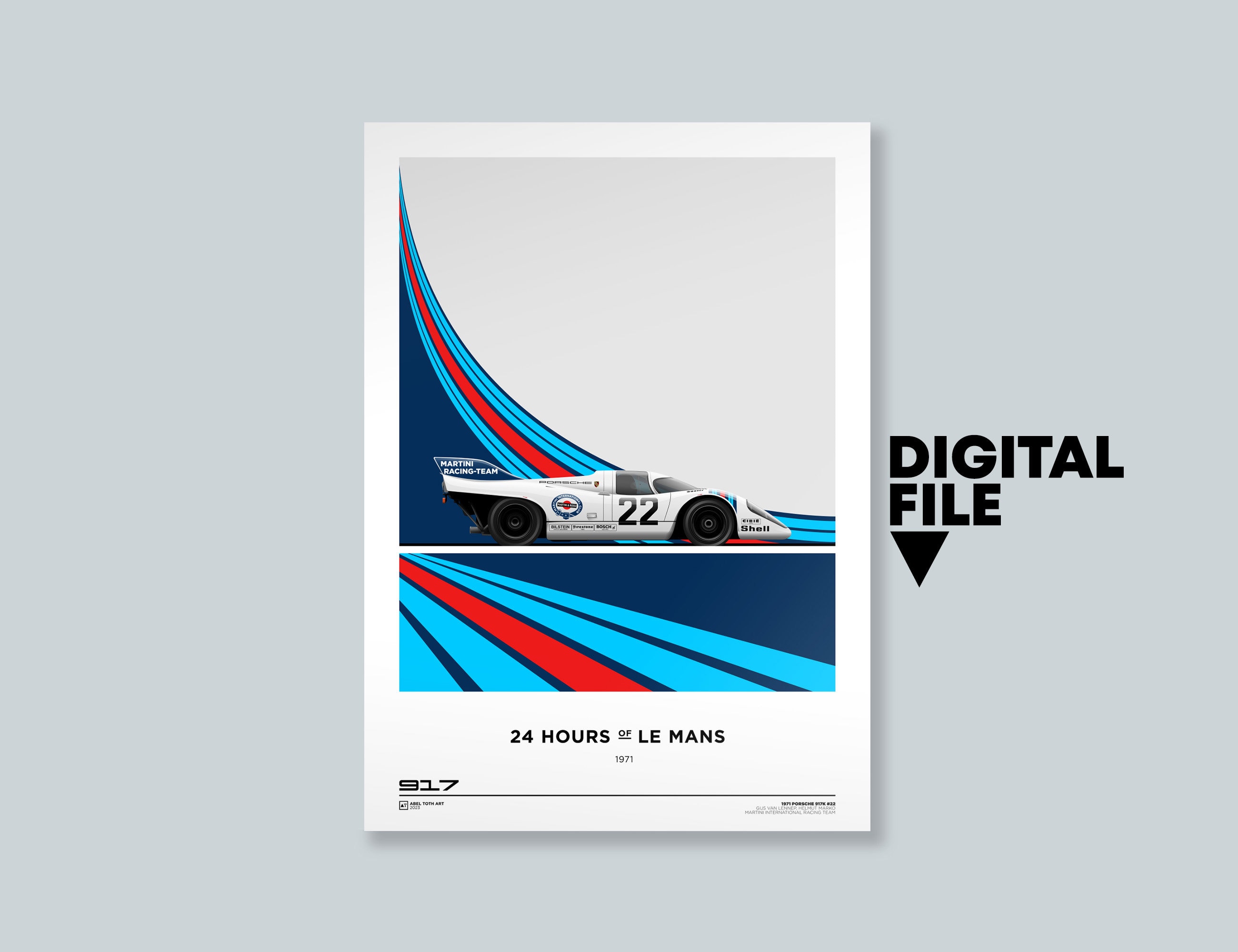 Porsche 917K Martini | Digital Download | 1971 | Le Mans Poster - Etsy