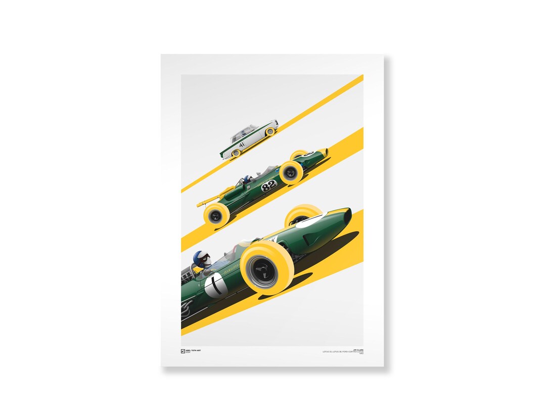 Jim Clark Lotus 33, Lotus 38, Ford Cortina Lotus 1965 Formula-1 Print ...