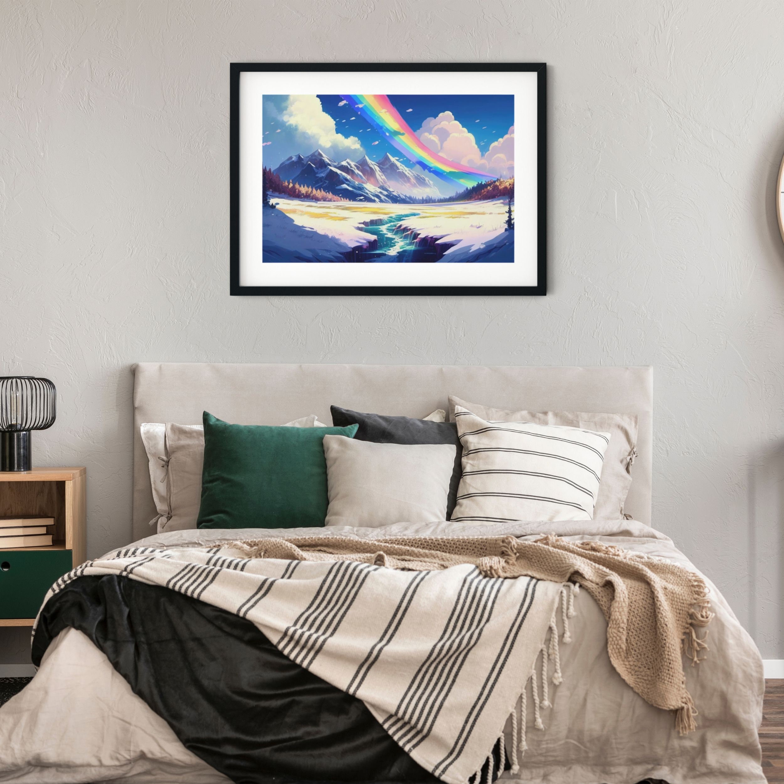 Rainbow Snowfield PRINTABLE AI Art Decor for Your Wall Downloadable AI ...