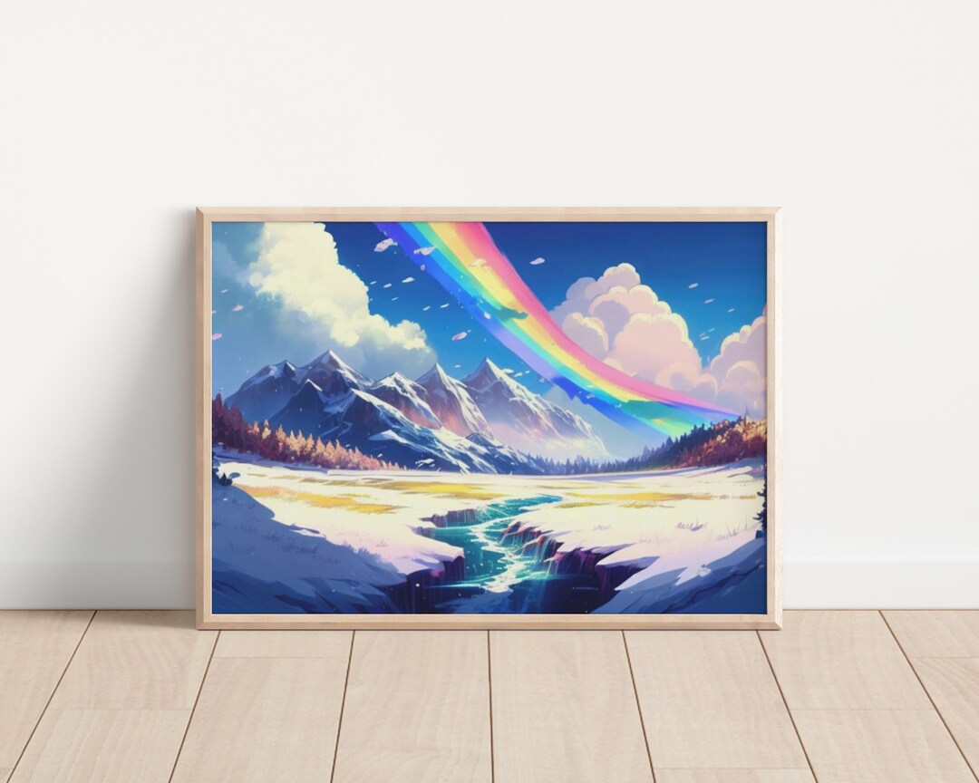 Rainbow Snowfield PRINTABLE AI Art Decor for Your Wall | Downloadable ...