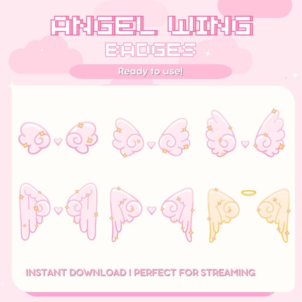 Angel Wing Sub Badges for Twitch/youtube/discord Bit Badges Twitch Sub ...