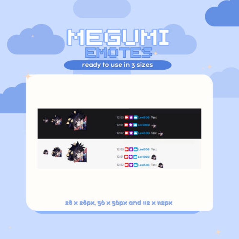 4 Megumi Fushiguro JJK Emotes/sticker Pack Streaming on Twitch/youtube ...