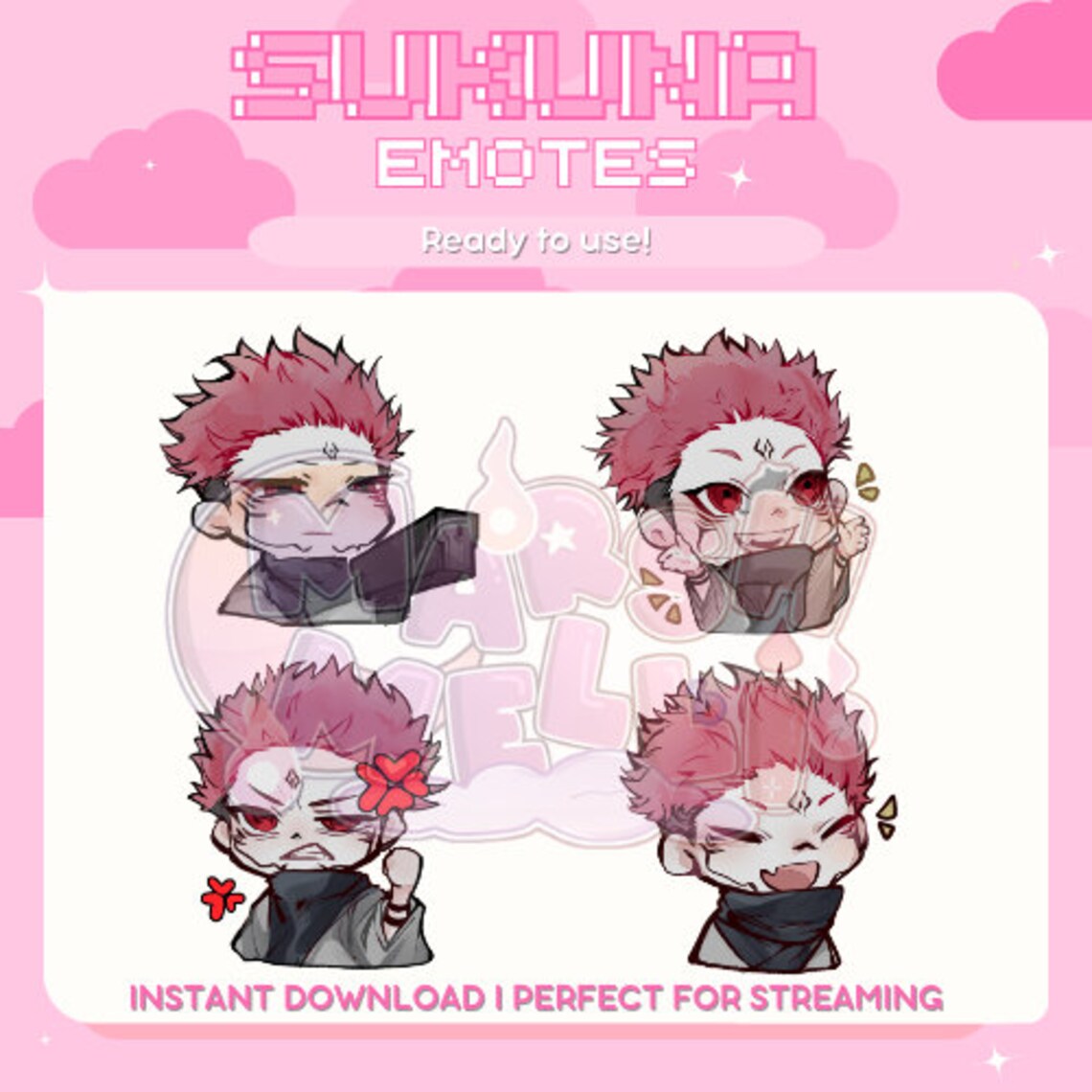Sukuna Emote Jujutsu Curse Itadori Hype Laugh Mad 4 Pack - Etsy