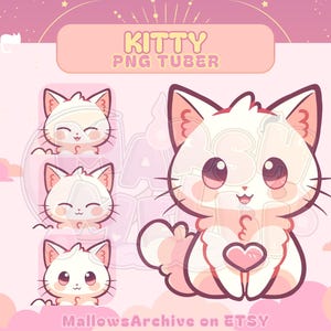 White Cat Pngtuber Model 4x Gamer Furry Cat Png Tuber Chibi Vtubers for ...