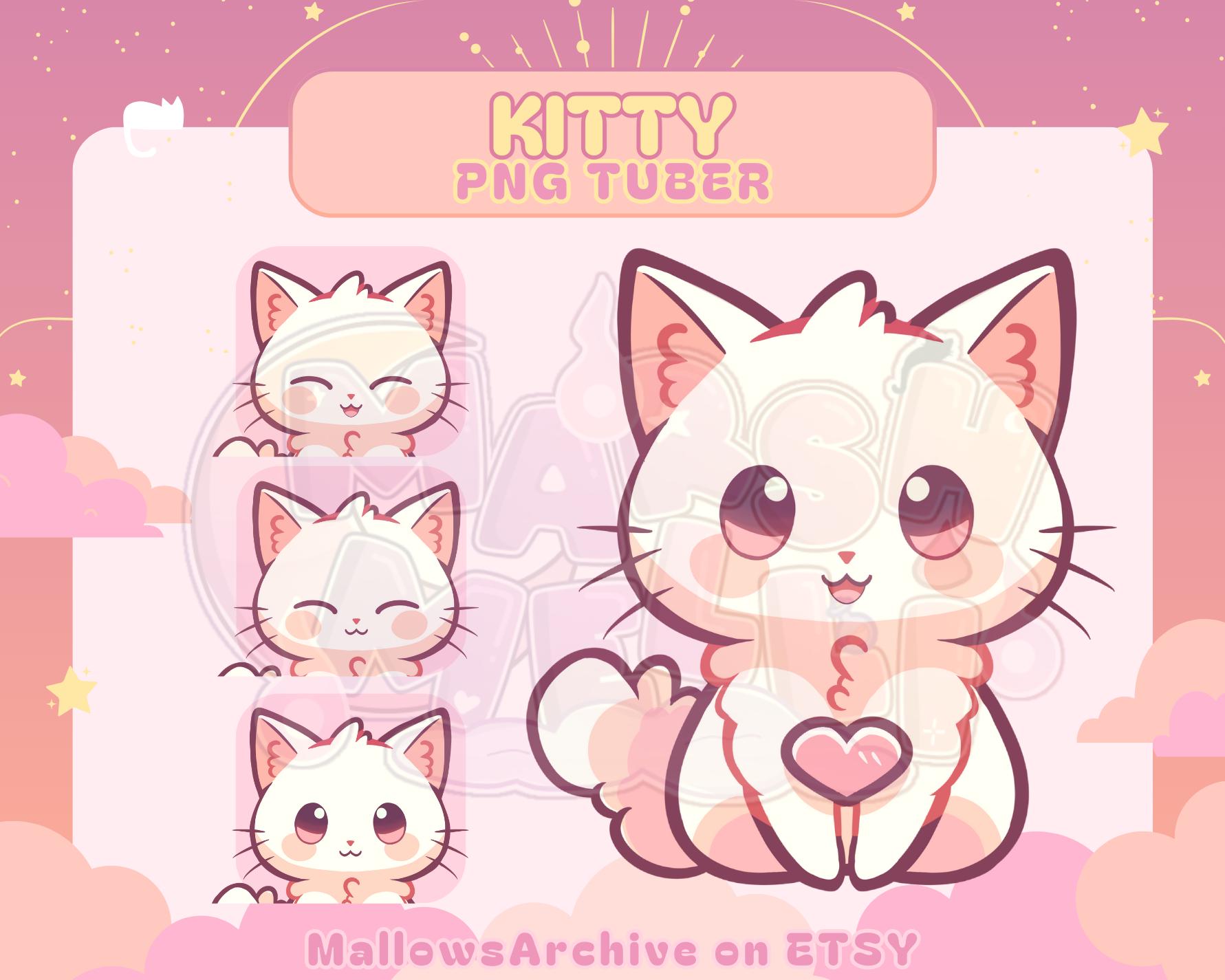 White Cat Pngtuber Model 4x Gamer Furry Cat Png Tuber Chibi Vtubers for ...