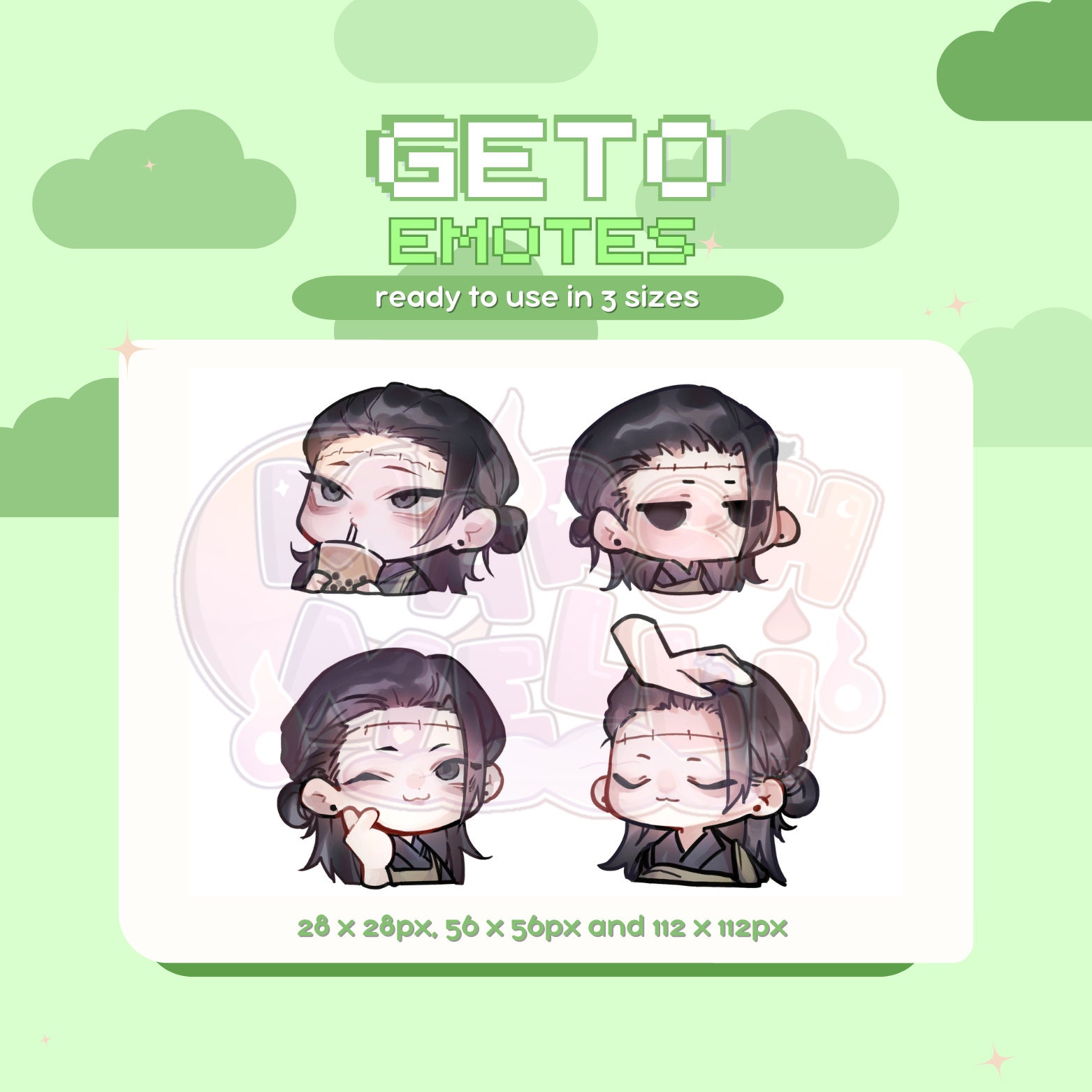 4 Kawaii Twitch Emote Pack Chibi Geto JJK for Discord, Youtube Cute ...