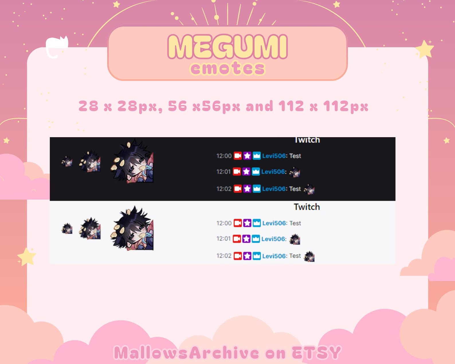 4 Megumi Fushiguro JJK Emotes/sticker Pack Streaming on Twitch/youtube ...