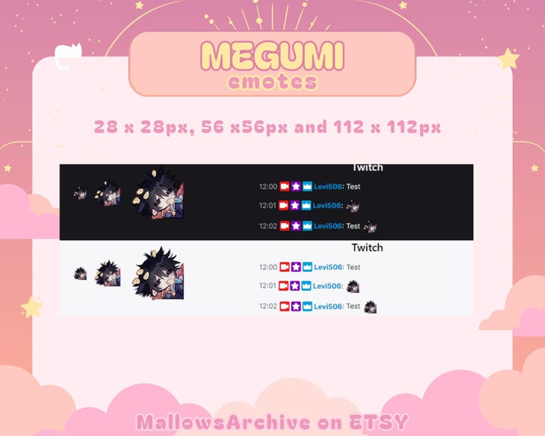 4 Megumi Fushiguro JJK Emotes/sticker Pack Streaming on Twitch/youtube ...