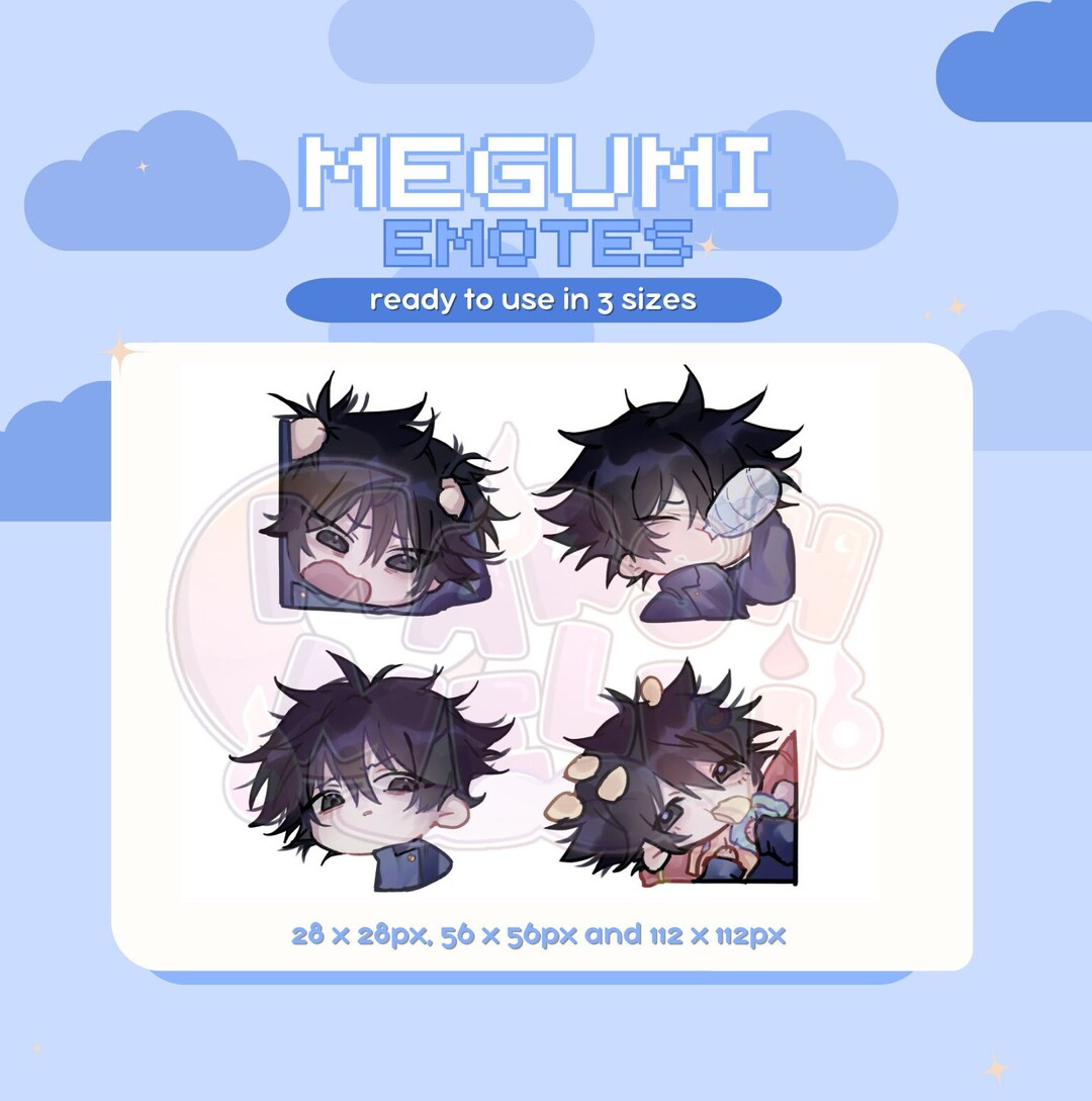 4 Megumi Fushiguro JJK Emotes/sticker Pack Streaming on Twitch/youtube ...