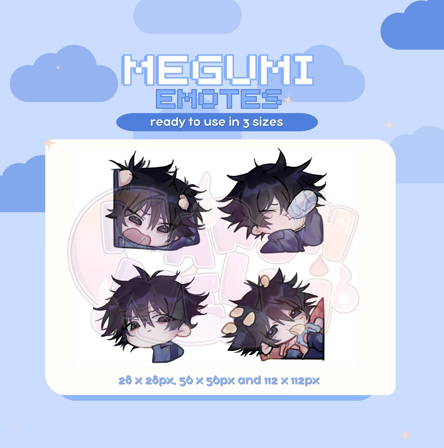 4 Megumi Fushiguro JJK Emotes/sticker Pack Streaming on Twitch/youtube ...