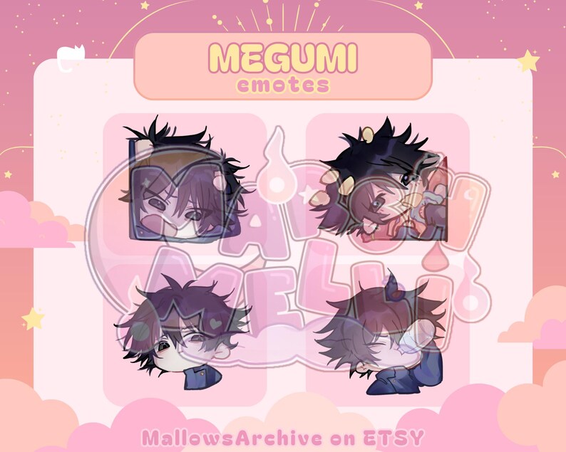 4 Megumi Fushiguro JJK Emotes/sticker Pack Streaming on Twitch/youtube ...
