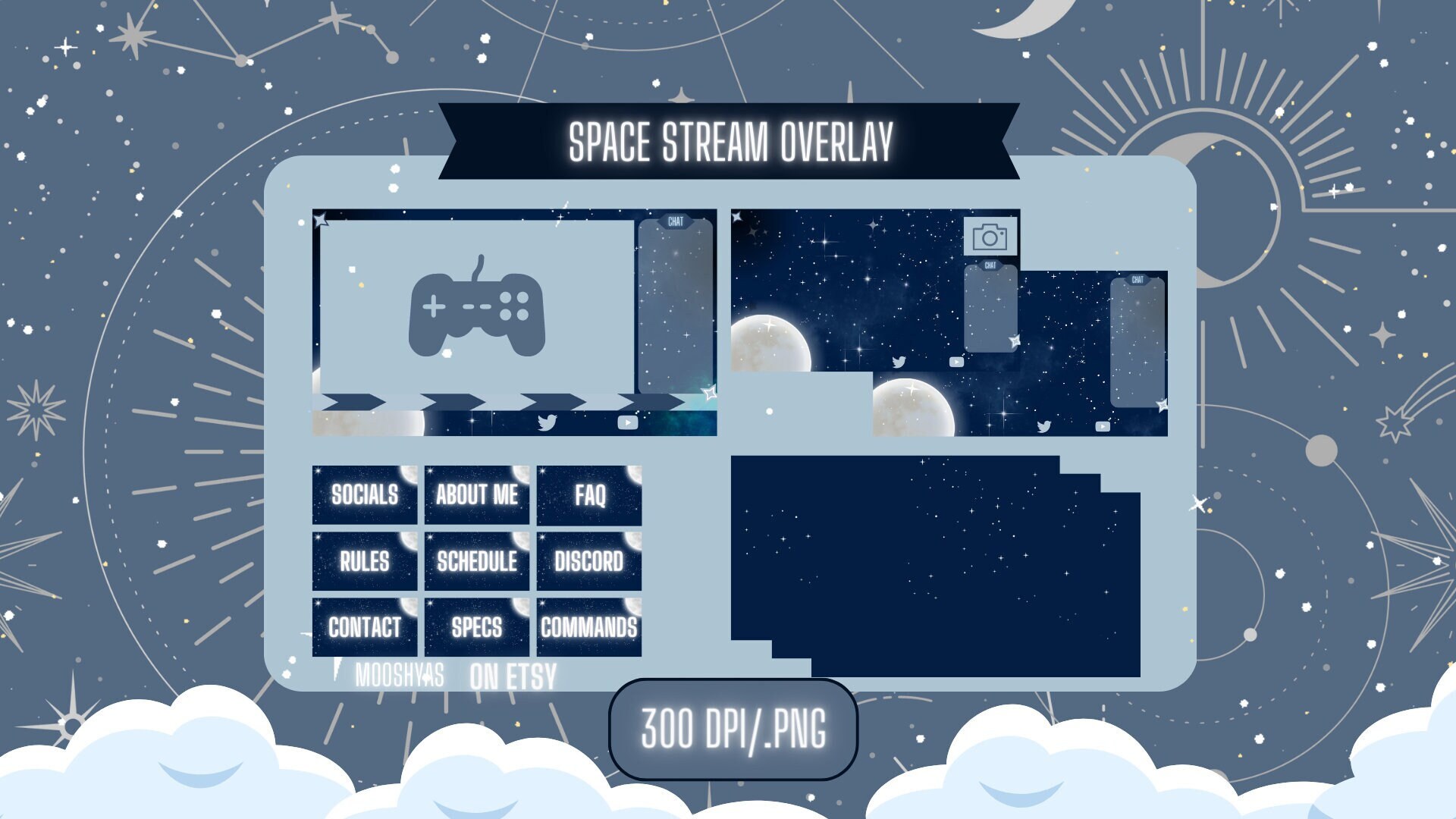 Space Moon Twitch/youtube Overlay Space Themed Twitch Assets Streaming ...