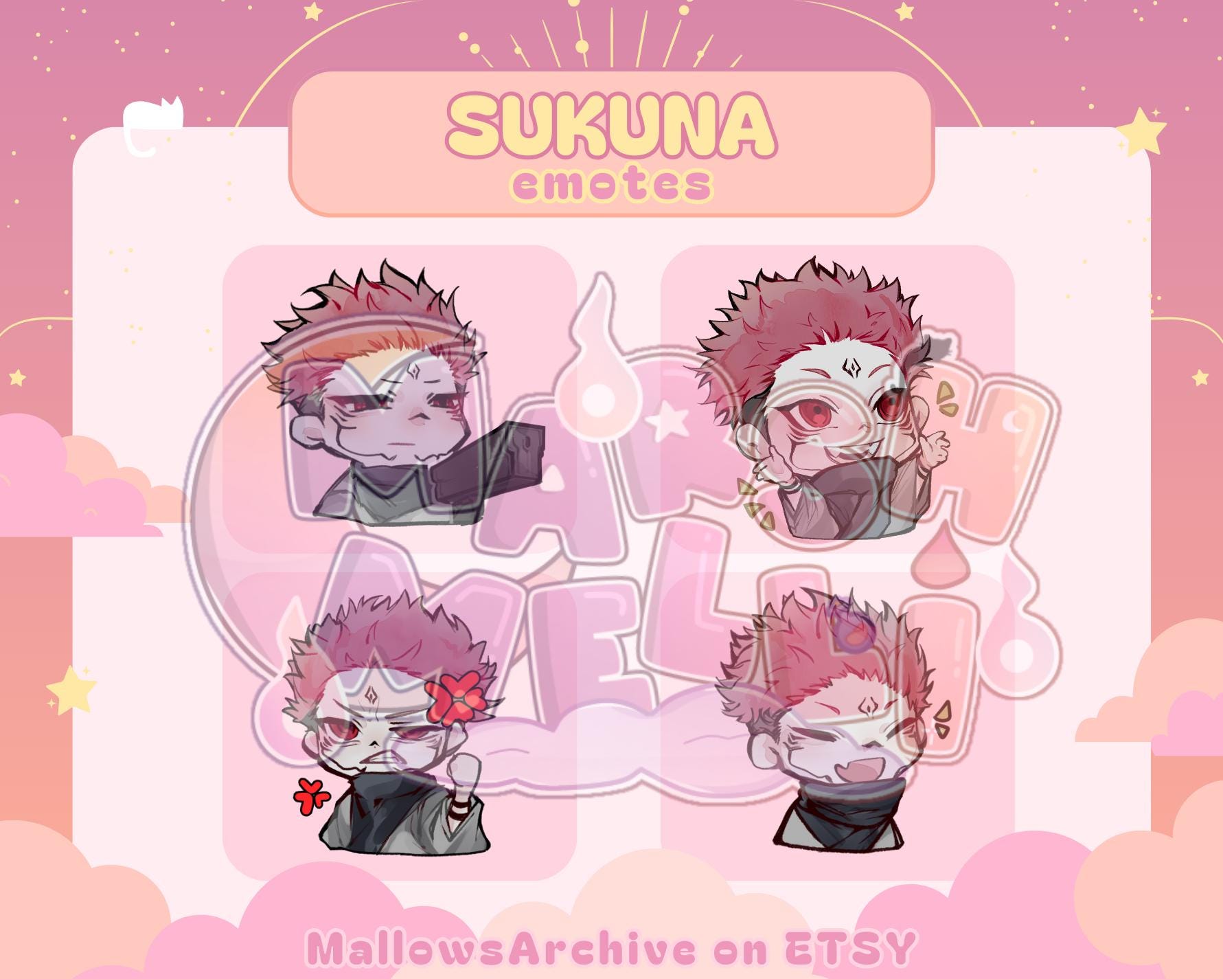 Sukuna Emote Jujutsu Curse Itadori Hype Laugh Mad 4 Pack - Etsy