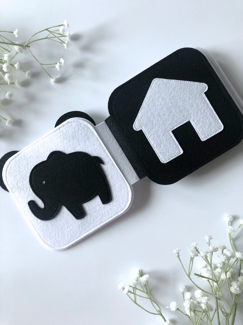 High Contrast Book for Baby, Black and White Cloth Book, Baby Shower ...