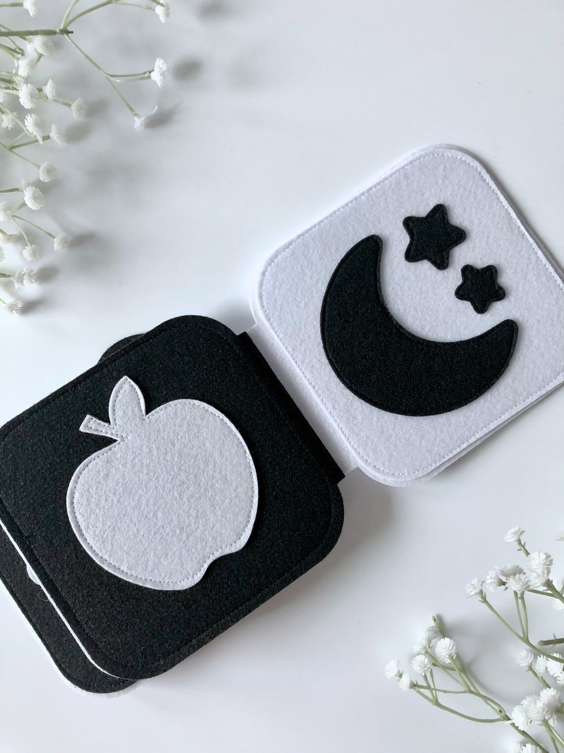 High Contrast Book for Baby, Black and White Cloth Book, Baby Shower ...