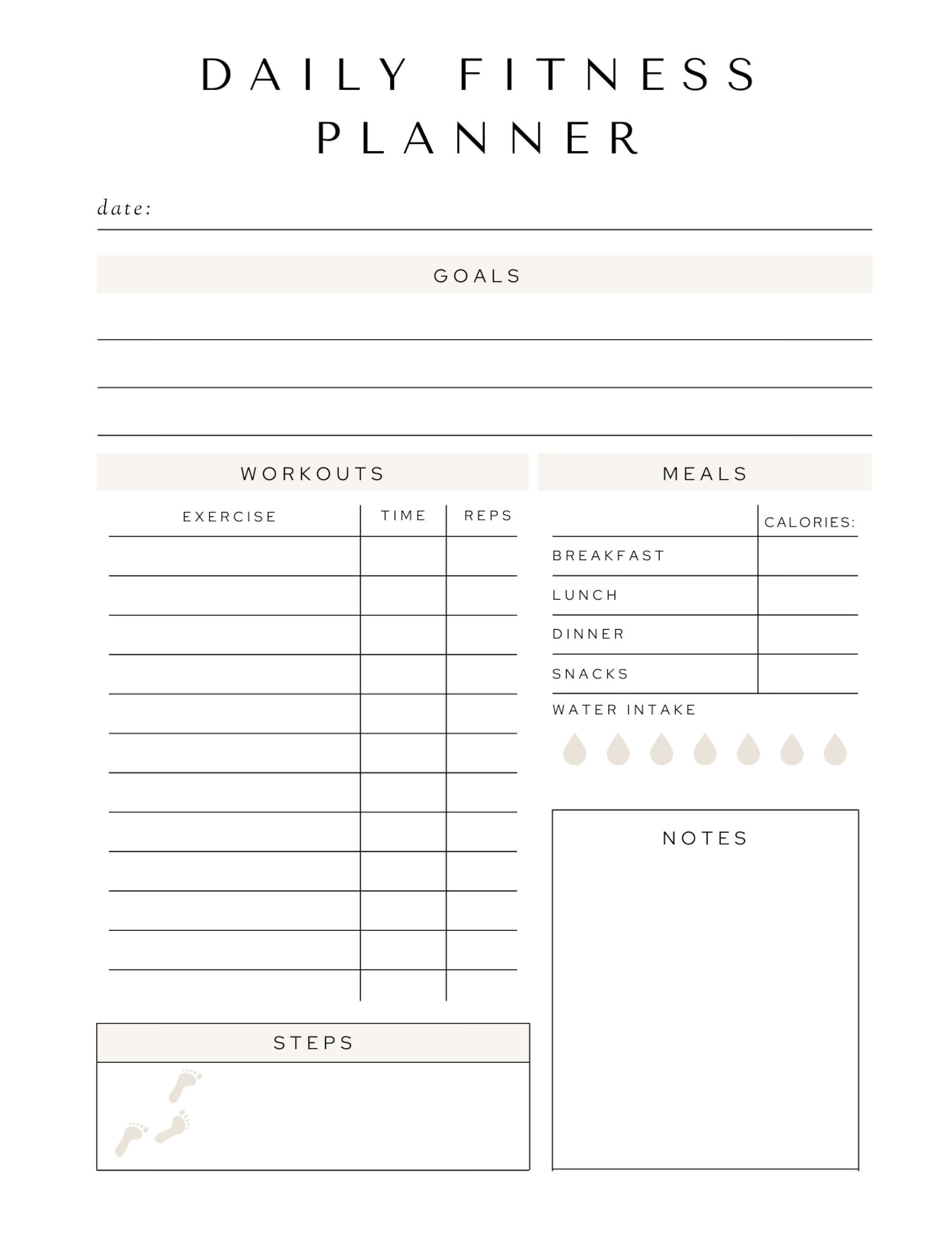Digital FITNESS Planner, Downloadable Fitness Planner, Fitness Journal ...