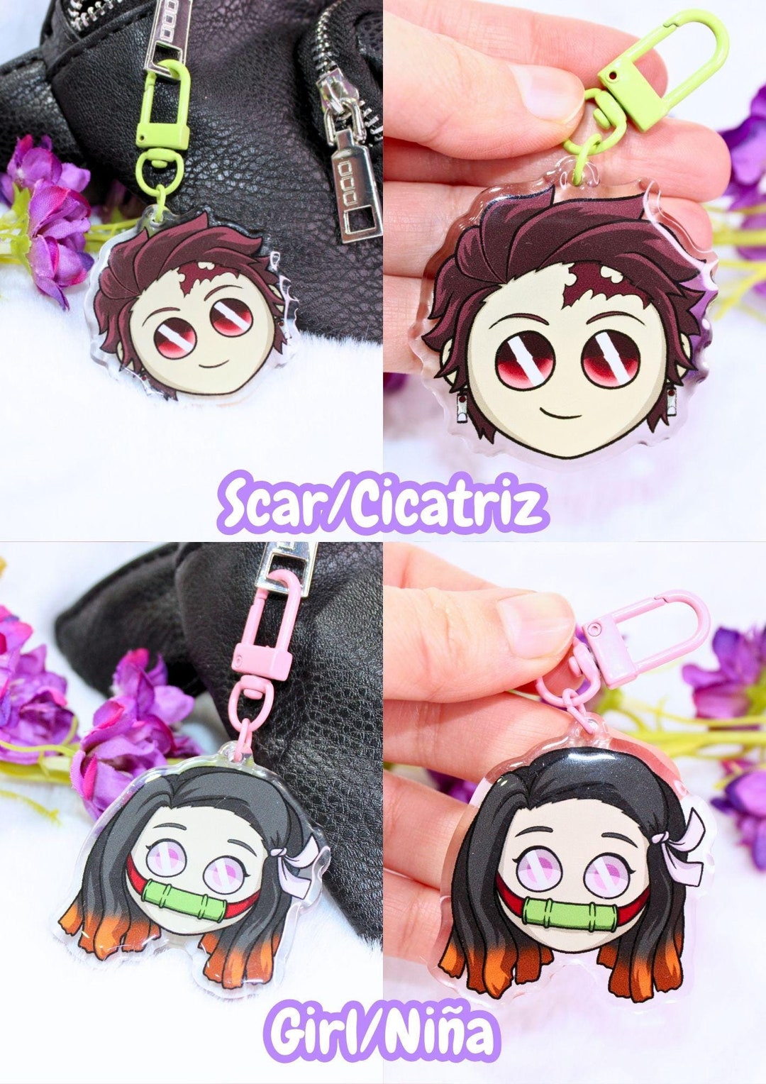 Popular Famous Anime Manga Keychain Demons Fight Earrings Boy Scar Fire ...