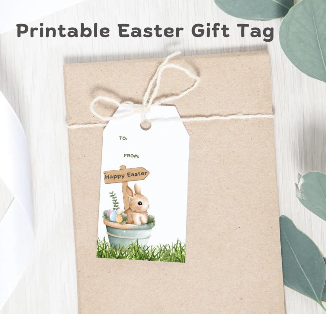 Printable Easter Basket Gift Tag, Children's Easter Bunny Basket Tag ...