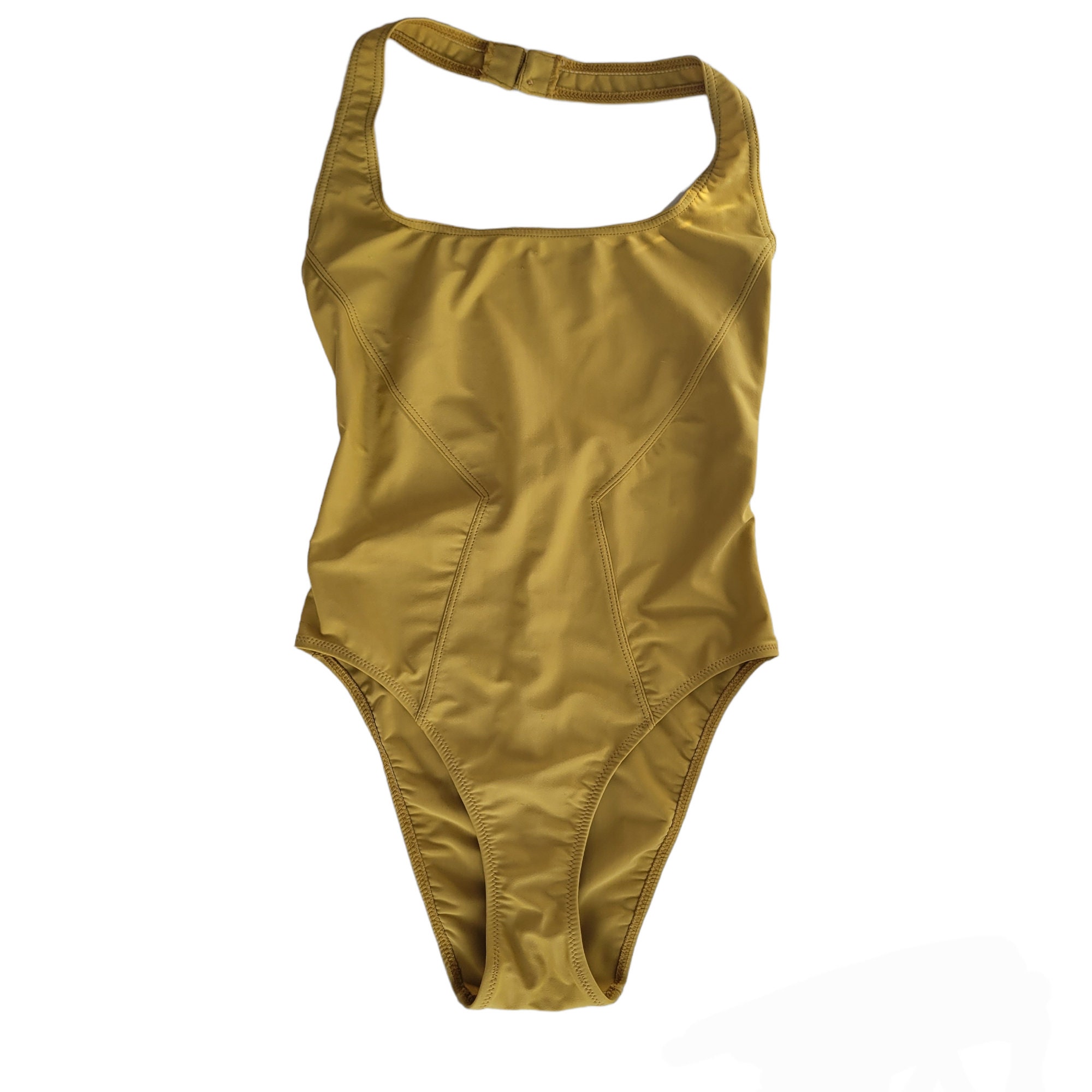 Vintage Mustard Yellow Cacharel One Piece Halter Neck Swimsuit - Etsy