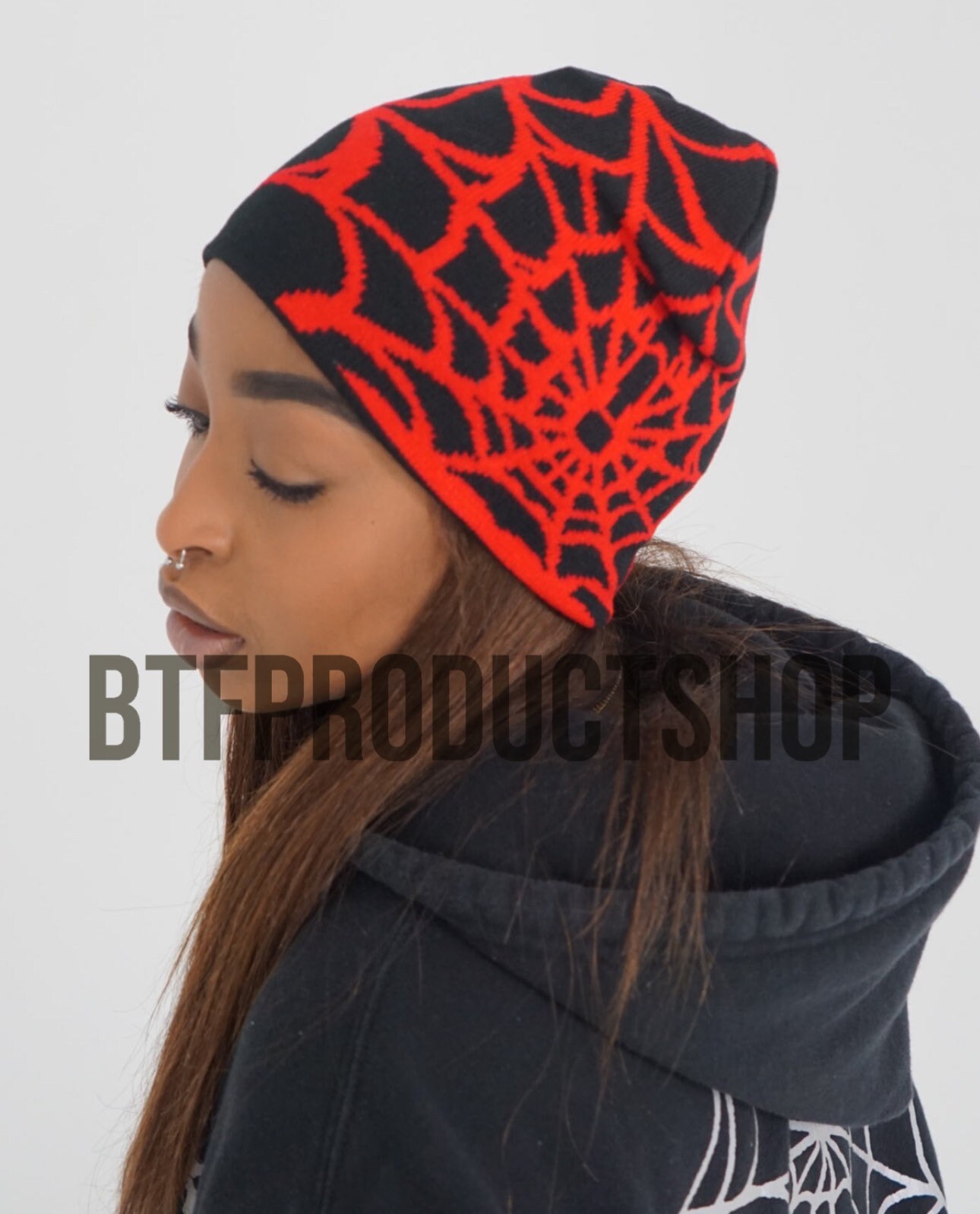 Spider Web Red Beanie| Black, Red - Etsy