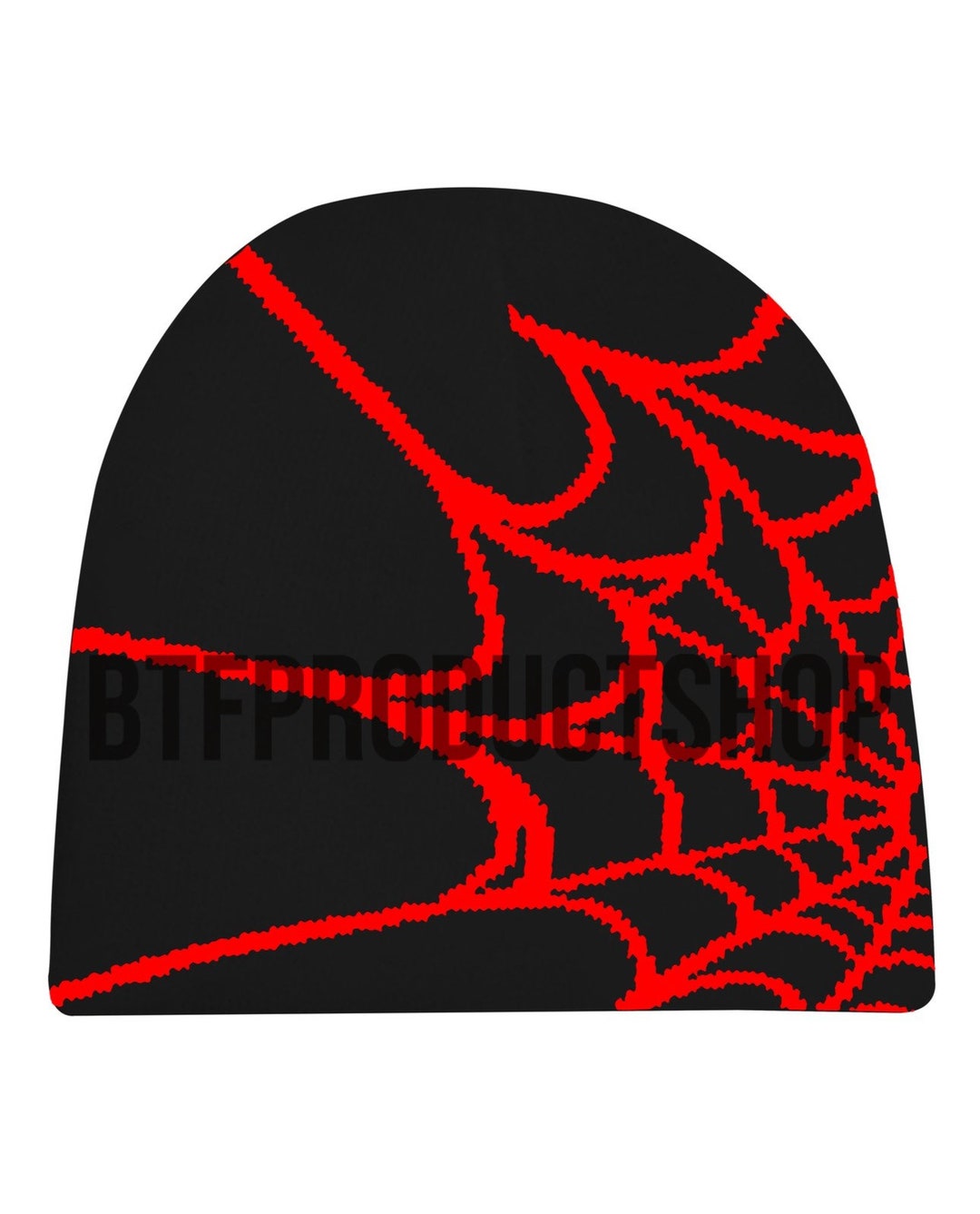 Spider Web Red Beanie| Black, Red - Etsy