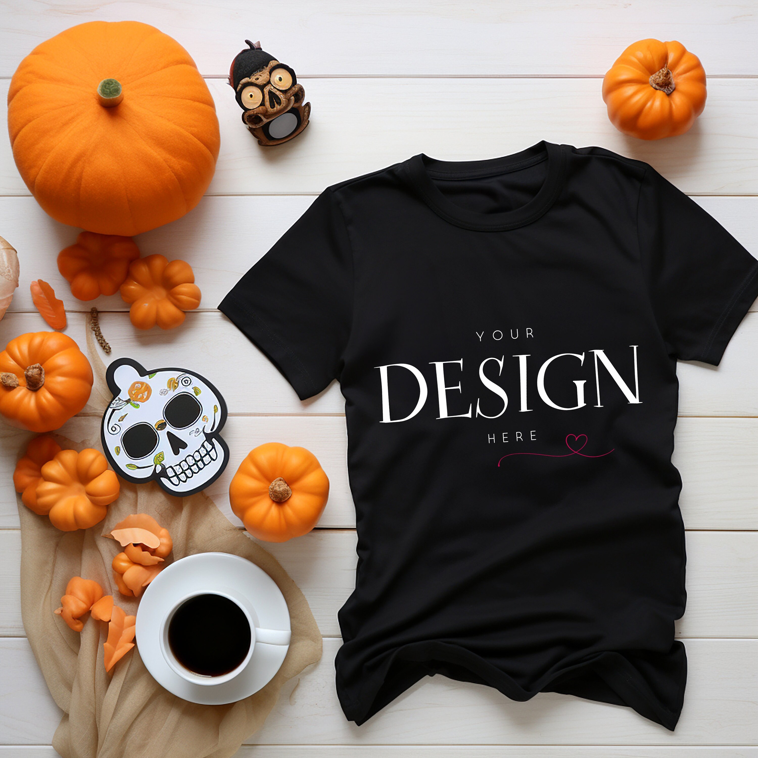 20 X Black Orange Tshirt Mockup, Halloween Mockup Shirt, Halloween ...