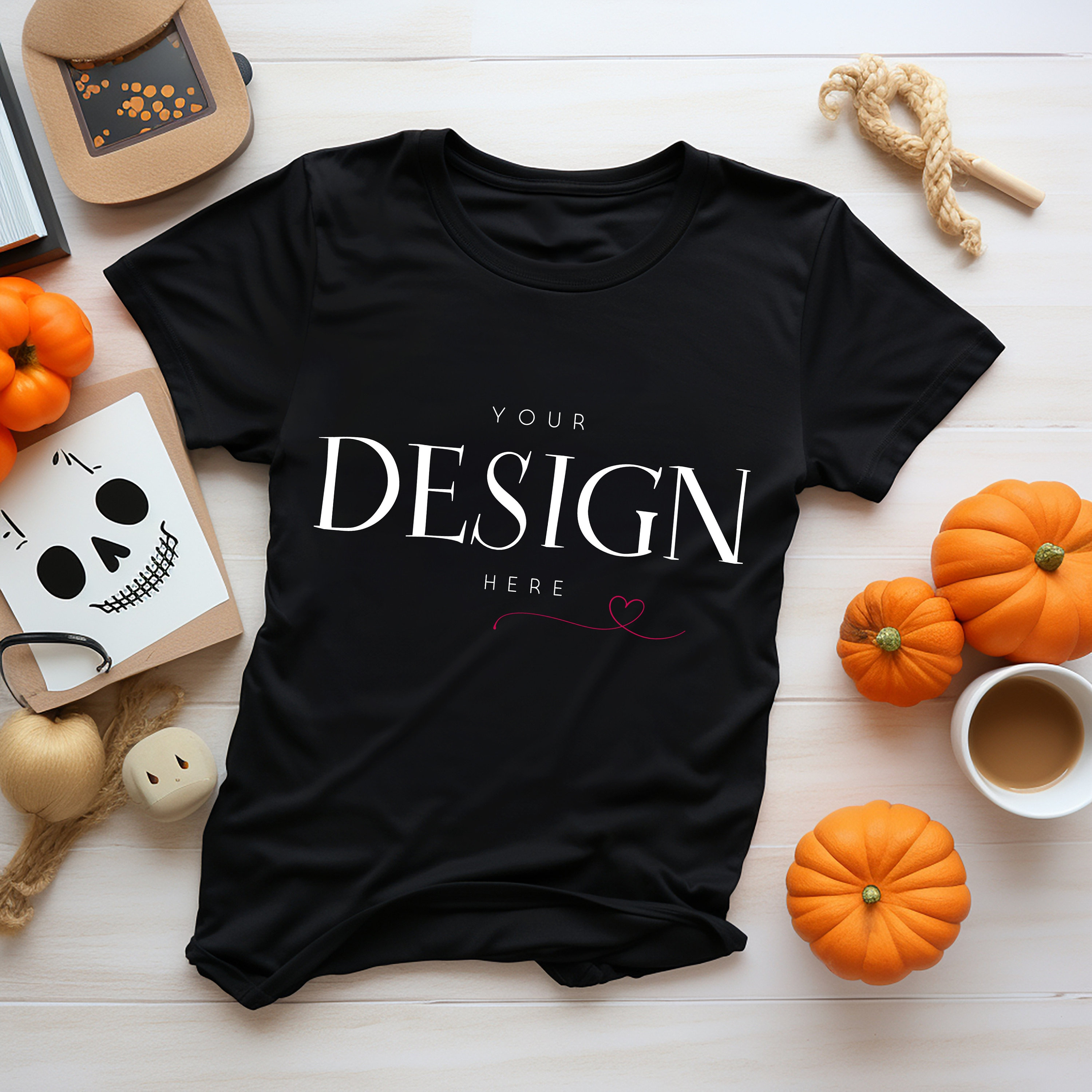 20 X Black Orange Tshirt Mockup, Halloween Mockup Shirt, Halloween ...