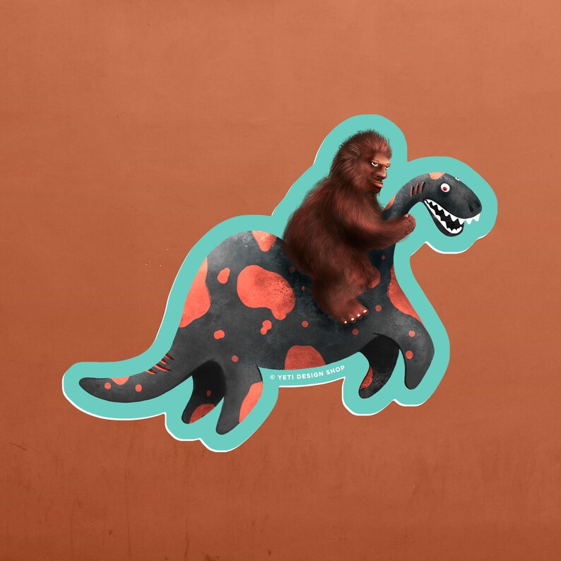 Bigfoot Riding Nessie 4 Sticker Die-cut Sticker Laptop Decal Water ...