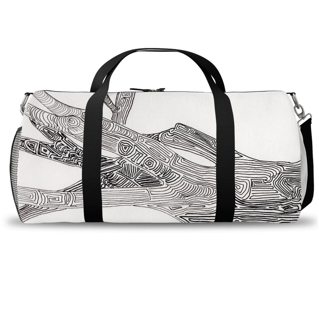 Duffle Bags: Hand Drawn Tree With Line Patterns - Etsy