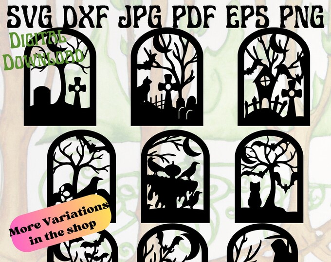 Creepy Halloween Svg Bundle, Spooky Pumpkins, Creepy Bats Svg, Spooky ...