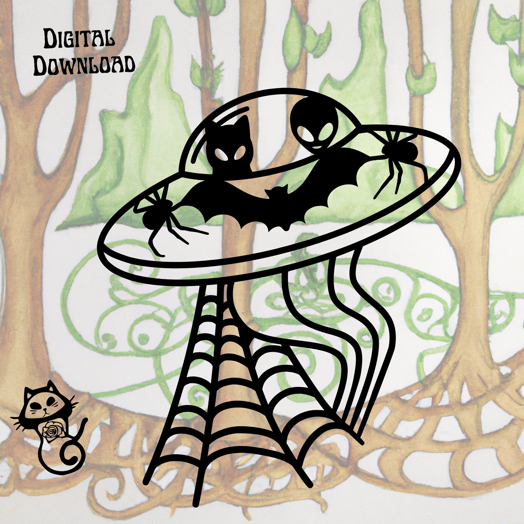 World UFO Day, Cute Bundle of 4 Funny Aliens With Ufo's Uap for Cricut ...