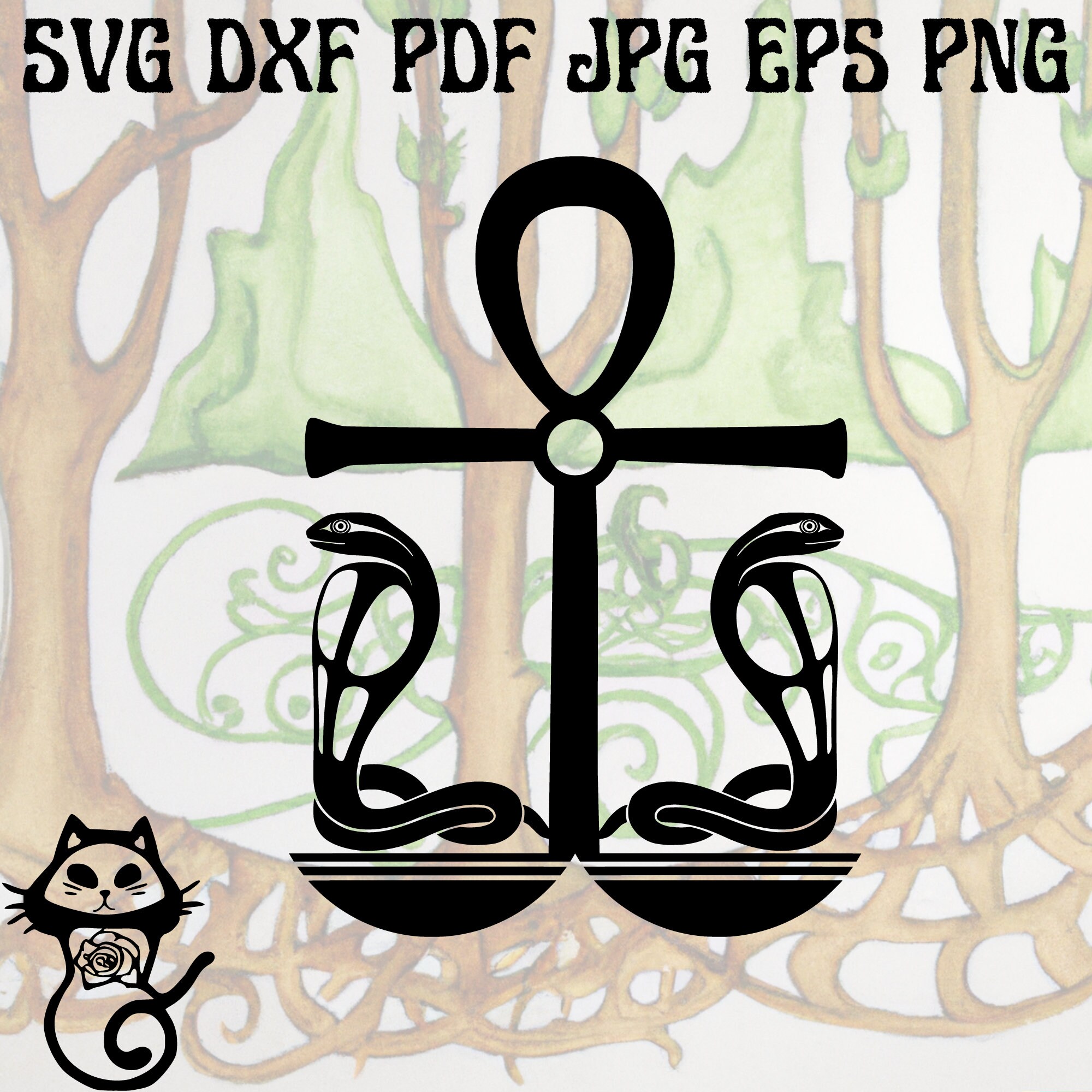 Ankh SVG, Egypt Ankh Svg, Magical Ankh SVG With Snakes, Gothic Ankh ...