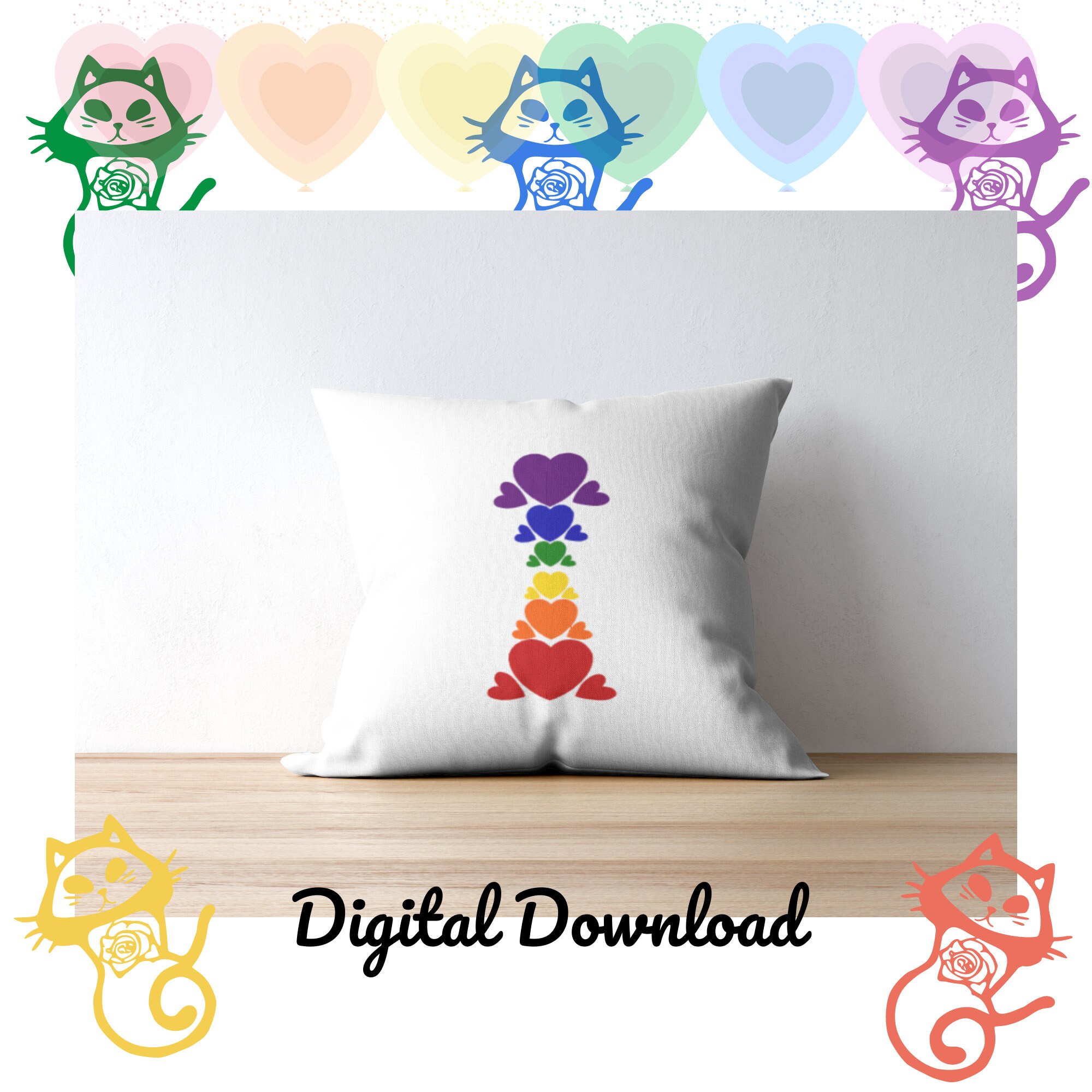 Pride Rainbow Svg, Rainbow SVG, Love Svg, Heart Svg, Pride Hearts Png ...
