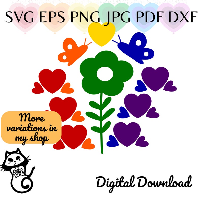Pride Rainbow Svg, Butterfly Svg, Flowers Svg, Rainbow SVG, Love Svg ...