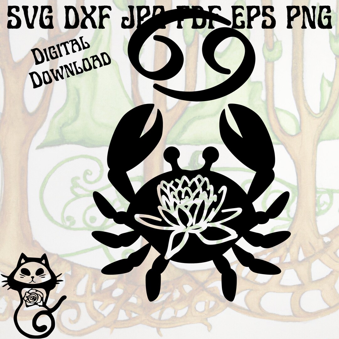 July Lily Cancer, Zodiac Cancer SVG, Zodiac Celestial Svg, Zodiac Files ...