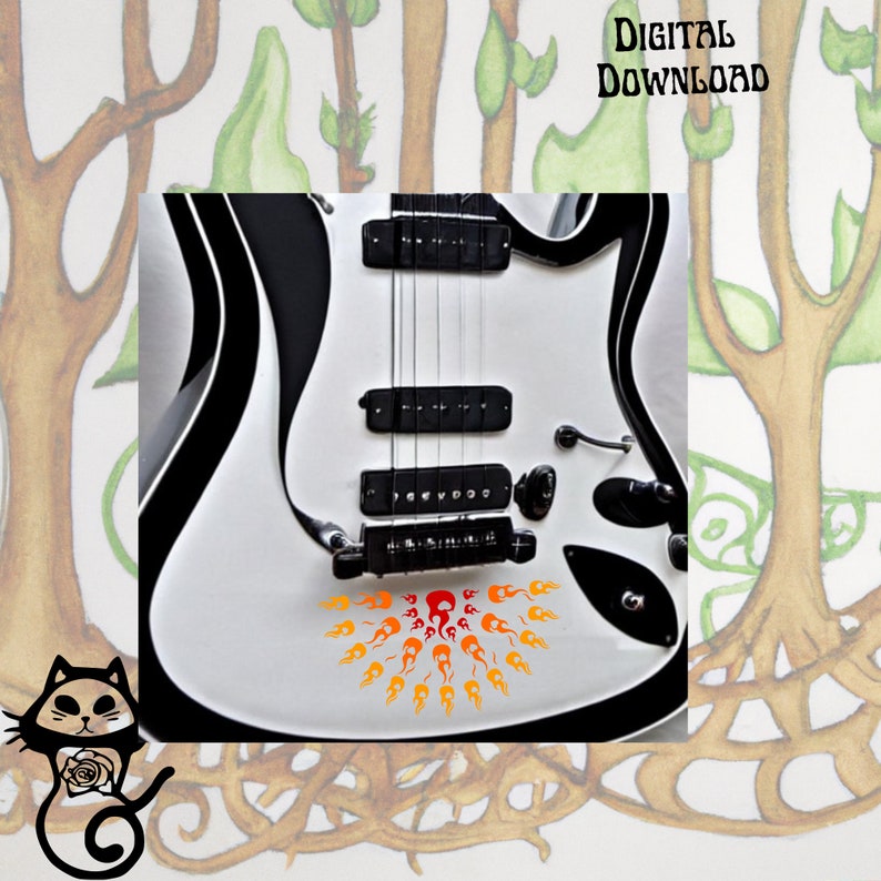 Guitar Fireburst SVG, Fireburst Sticker, Guitar Lover, Guitar Art, Fire ...