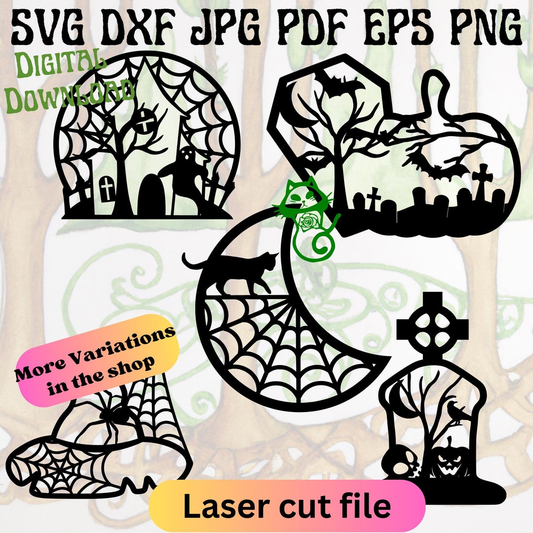 Creepy Halloween Svg Bundle, Spooky Pumpkins, Creepy Bats Svg, Spooky ...