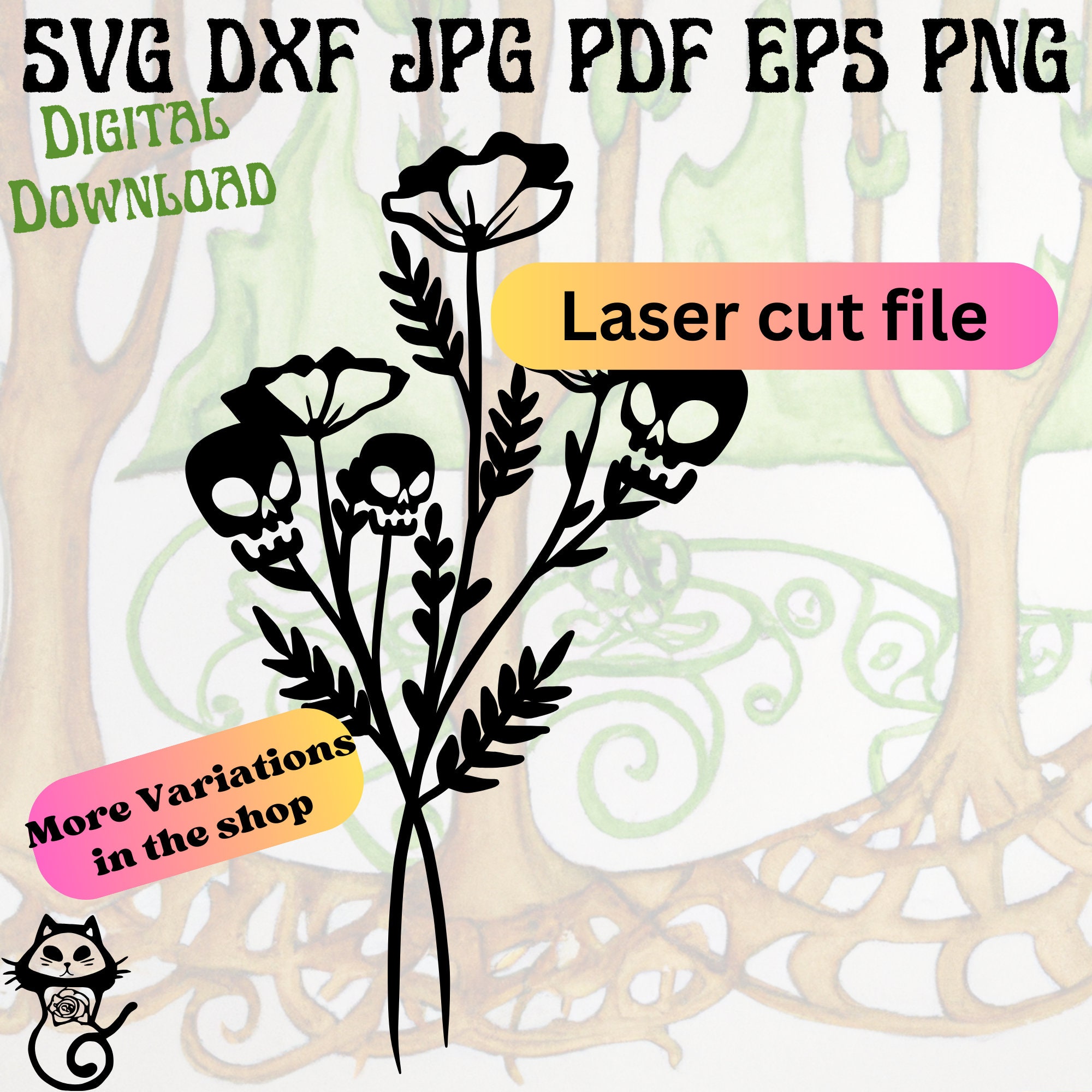 Skulls for Goth Mom Svg File for Laser or Cricut Goth Mother's Day ...