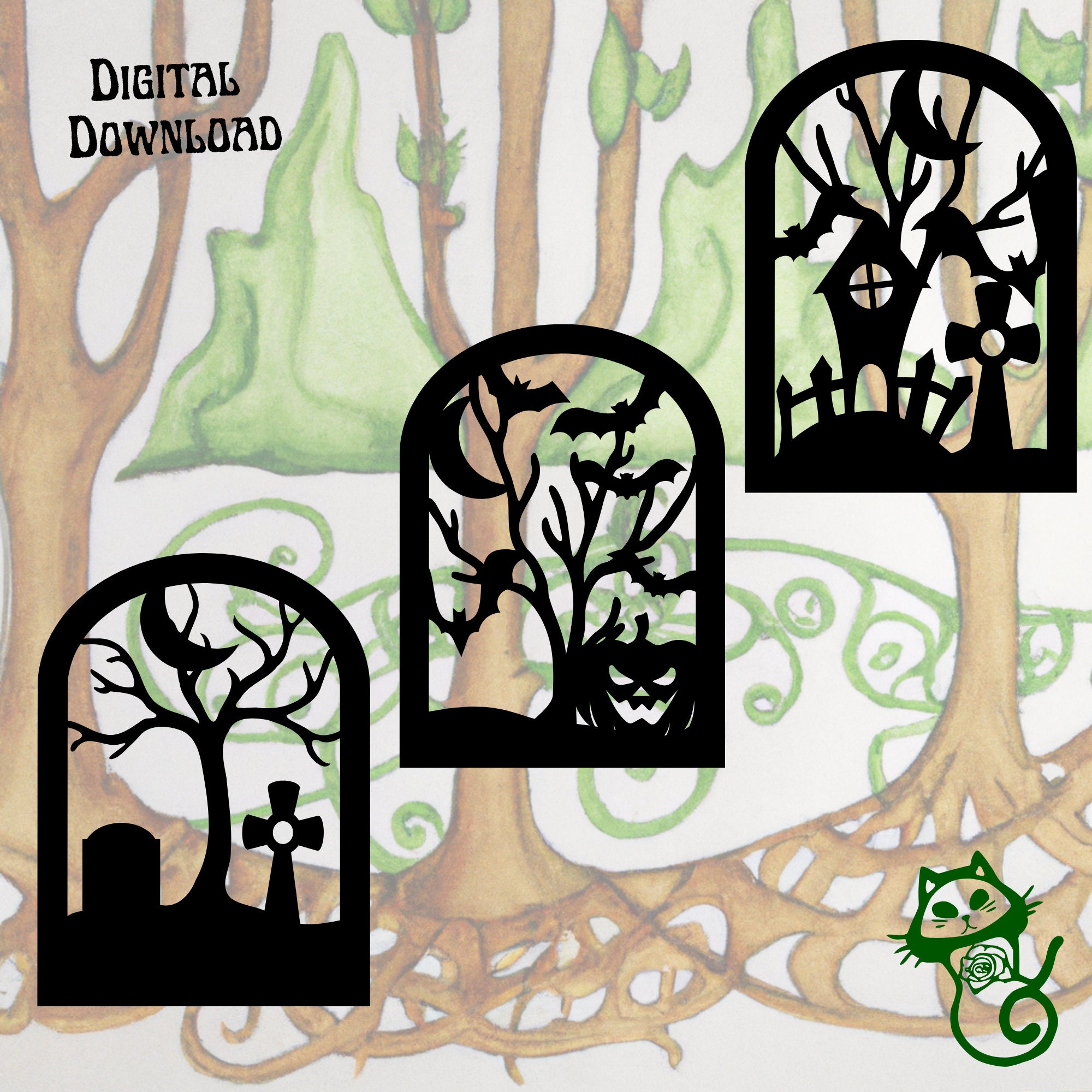 Creepy Halloween Svg Bundle, Spooky Pumpkins, Creepy Bats Svg, Spooky ...