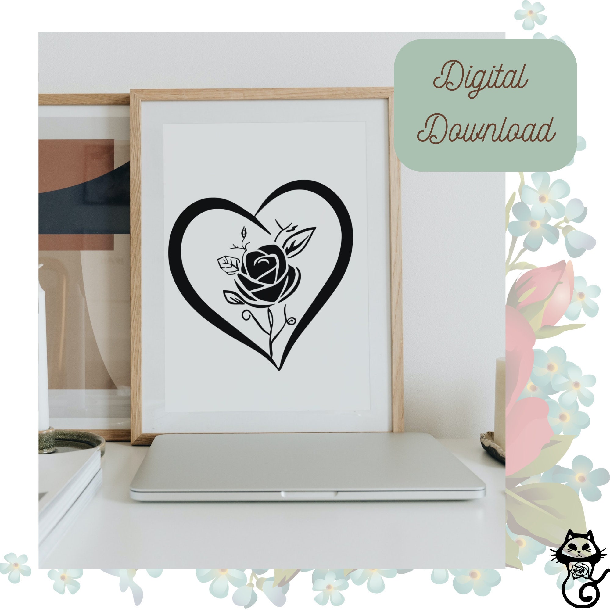 Rose Heart SVG Heart SVG Mother's Day Rose Svg Heart - Etsy