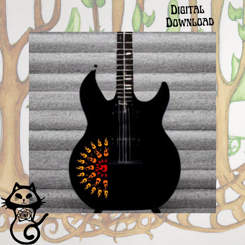 Guitar Fireburst SVG, Fireburst Sticker, Guitar Lover, Guitar Art, Fire ...